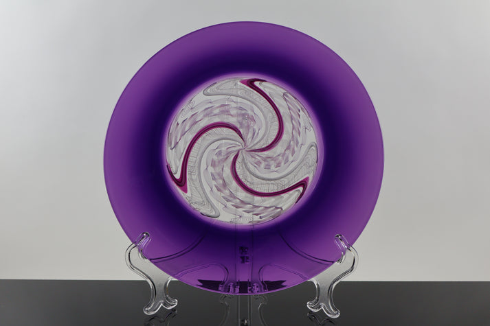 Large Royal Purple and Cane Handblown Glass Rondel Platter – Glassgoof