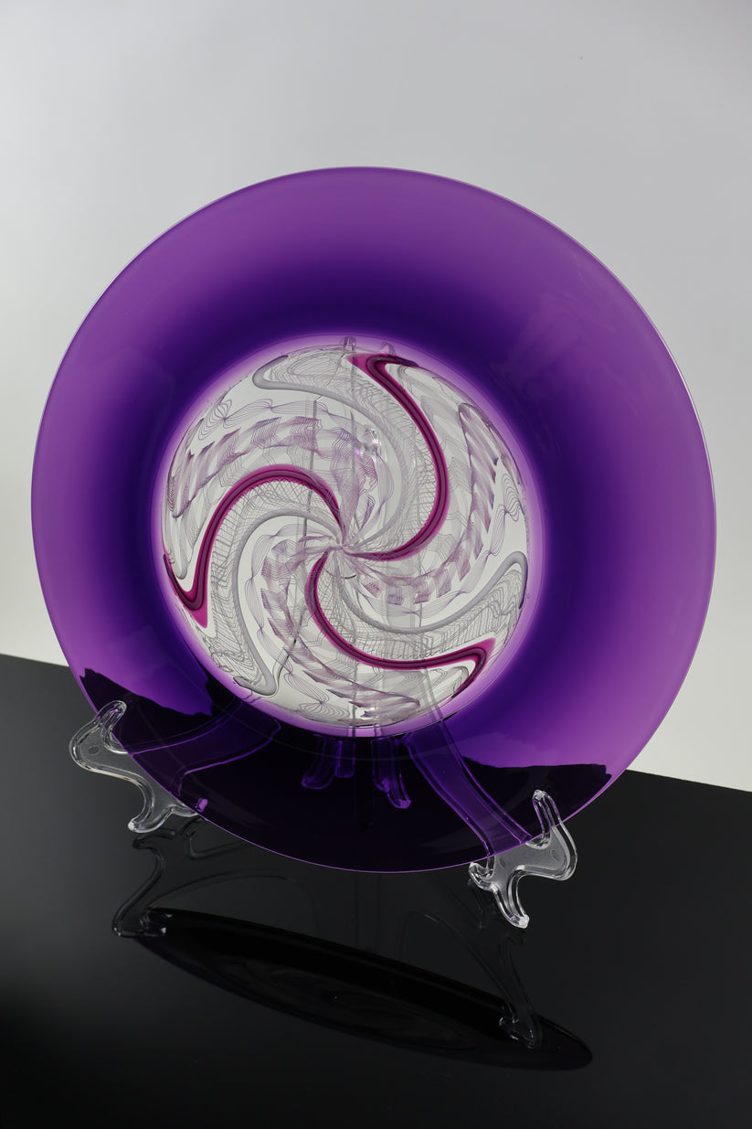 Large Royal Purple and Cane Handblown Glass Rondel Platter – Glassgoof